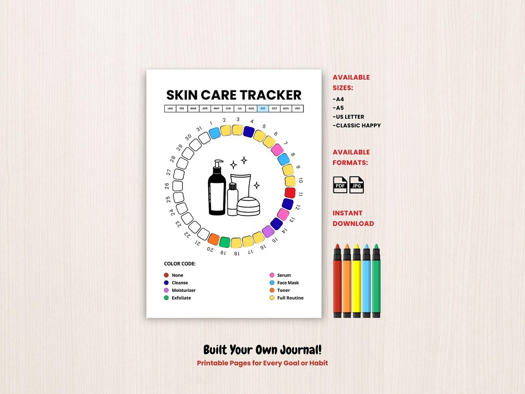 Skin Care Tracker Printable Daily Beauty Routine Planner Self Care ...