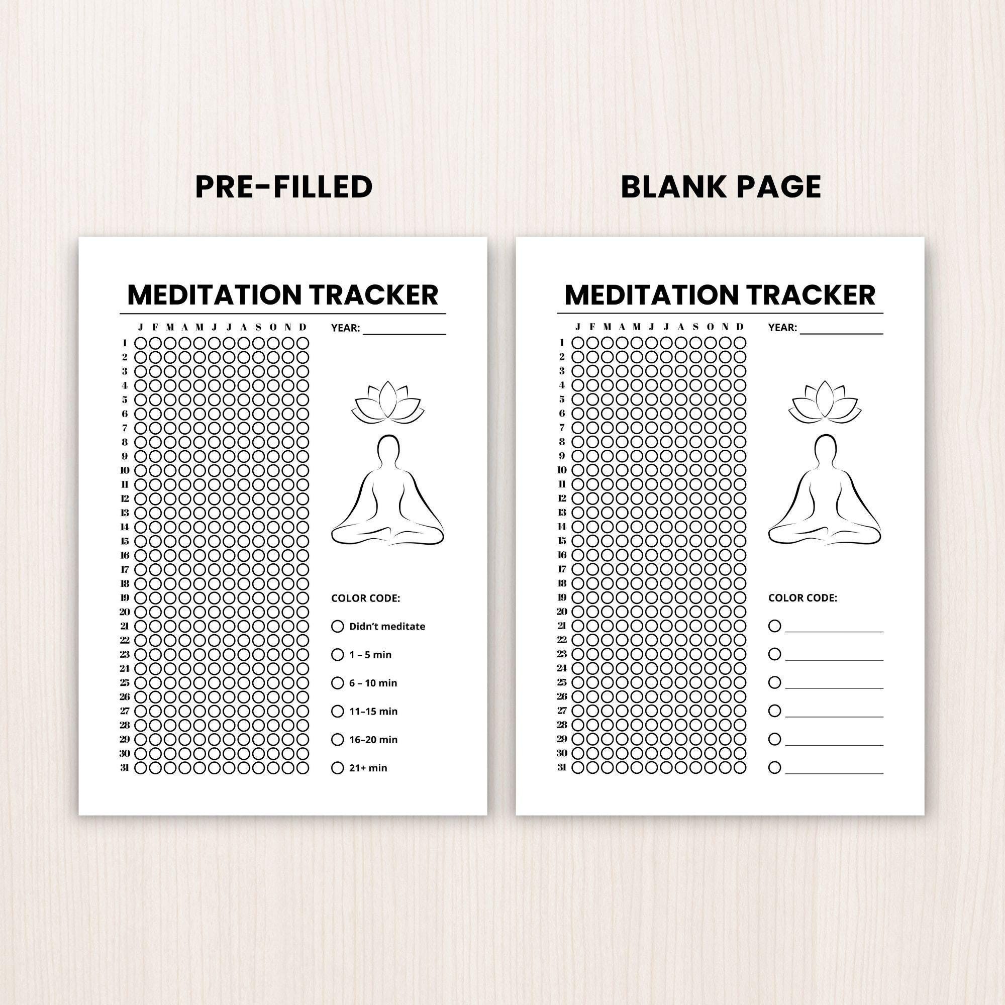 Meditation Tracker Printable Yearly Practice Log Spiritual Growth ...