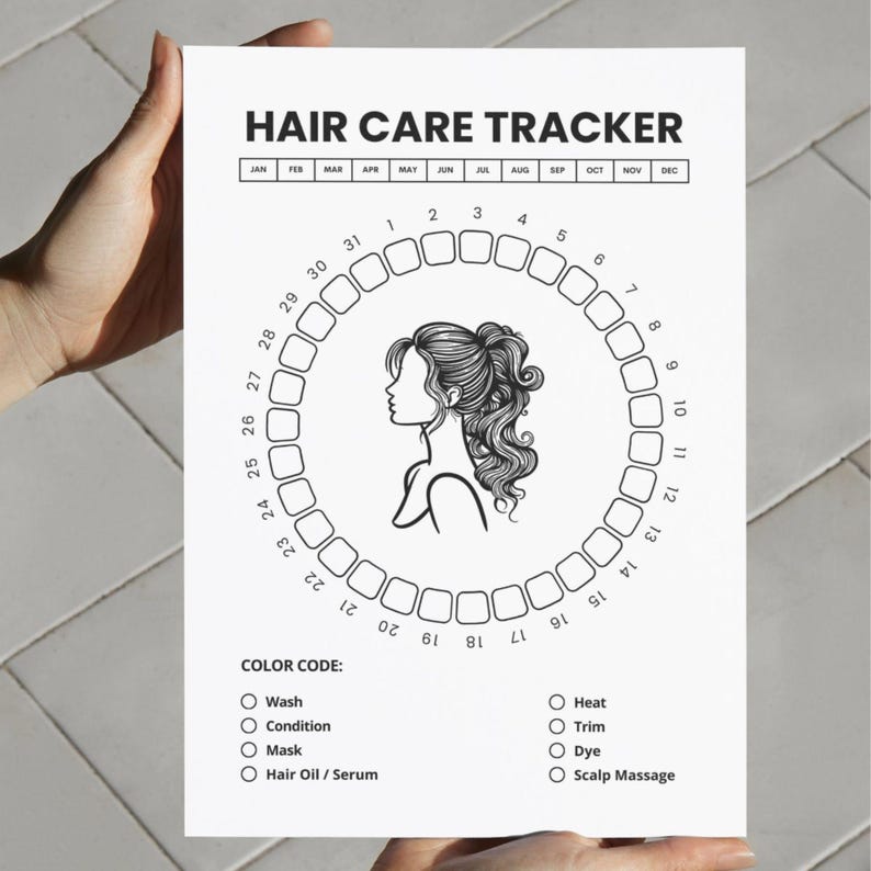 Hair Care Tracker Printable Monthly Habit Tracker Beauty Routine ...