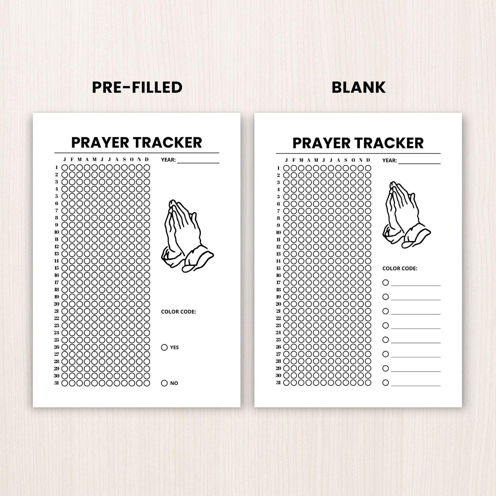 Prayer Tracker Yearly Printable Prayer Journal Page Daily Prayer Log ...