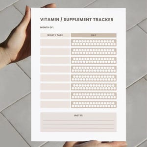 Daily Vitamin Tracker Printable Supplement Log Chart Pill Tracker ...