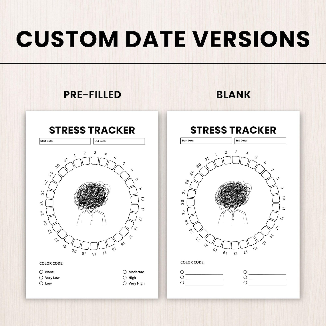 Stress Tracker Printable Journal Page Monthly Anxiety Log Anxiety ...