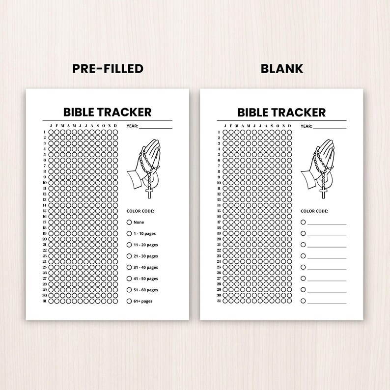 Bible Tracker Yearly Printable Bible Study Journal Page Daily Scripture ...