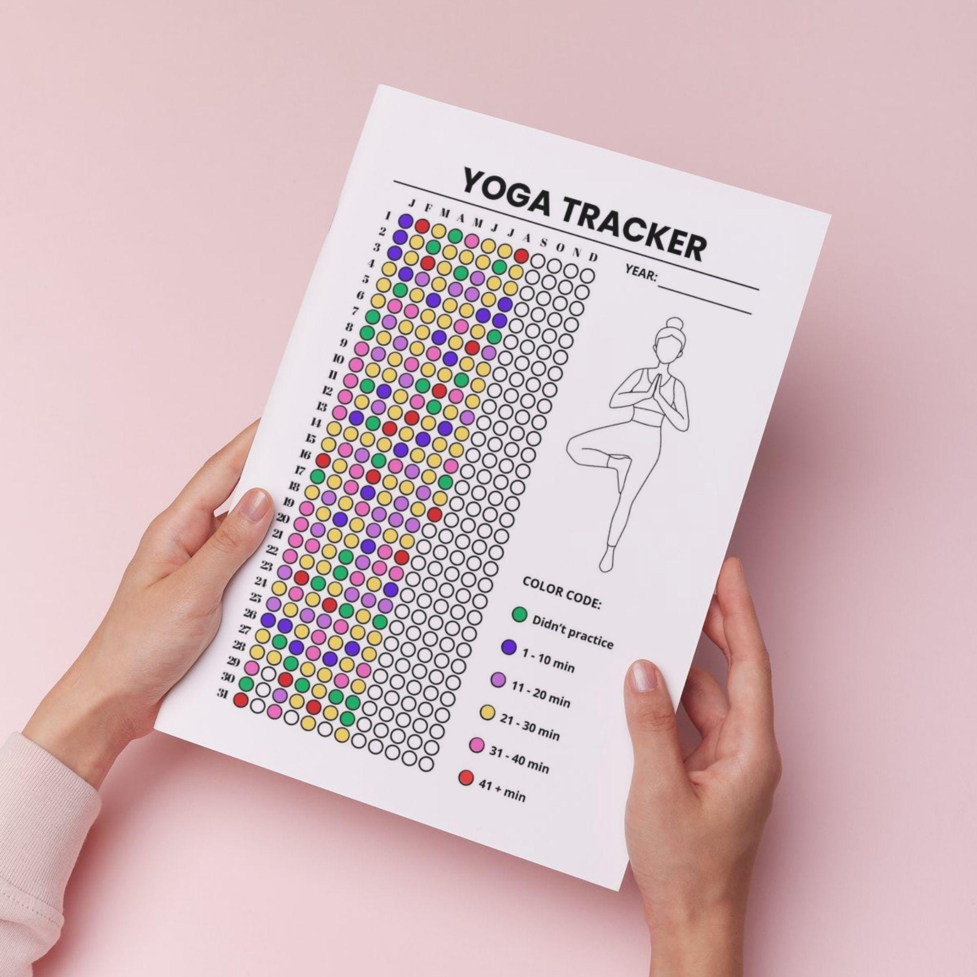 Yoga Tracker Printable Daily Practice Log Yearly Exercise Journal Page ...