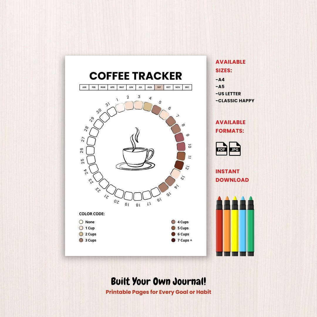 Coffee Tracker Printable Journal Page Daily Coffee Log Caffeine Intake ...