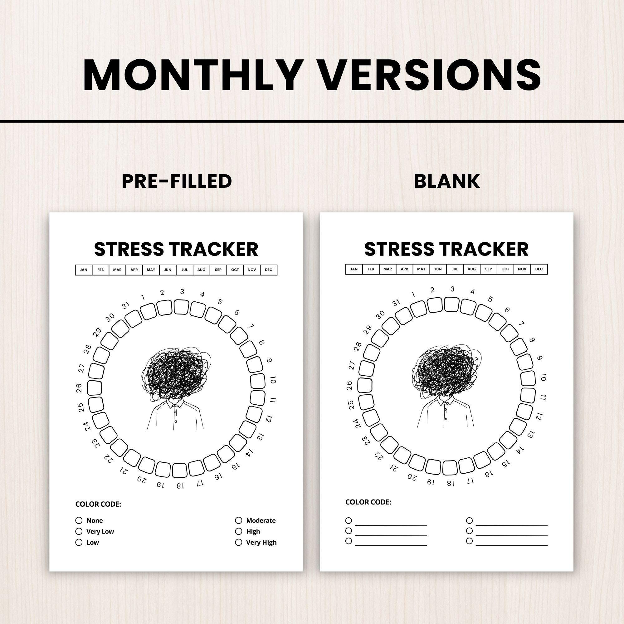 Stress Tracker Printable Journal Page Monthly Anxiety Log Anxiety ...