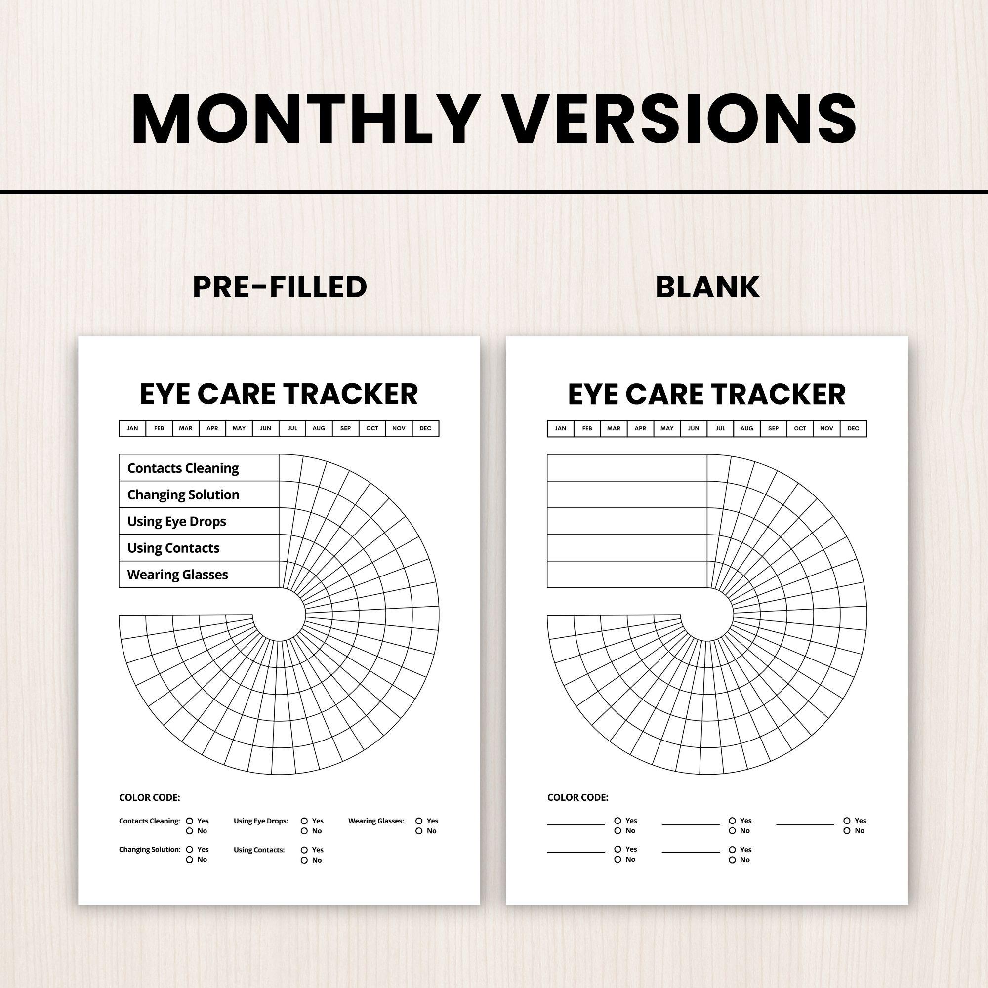 Eye Care Tracker Printable Contacts Tracker Eye Health Planner Vision ...