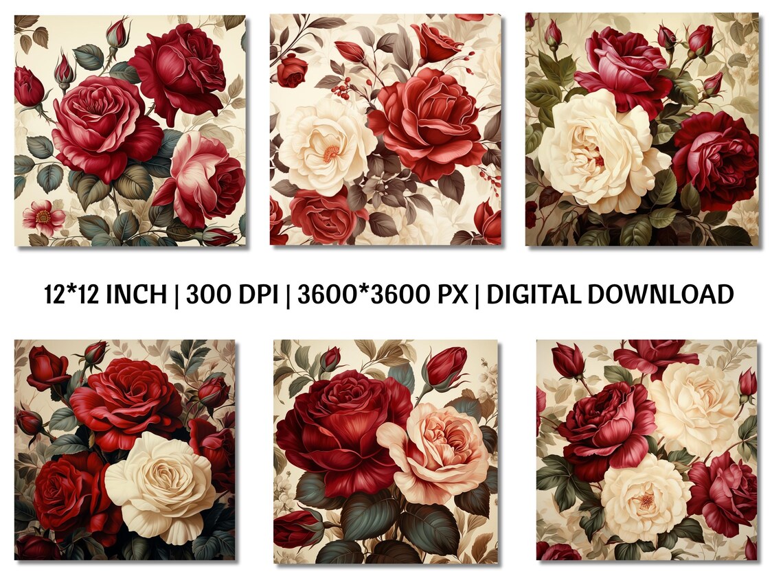 Red Floral Digital Paper, Hd Background, Floral Wallpaper, Digital Art ...