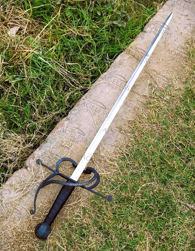 Handmade Medieval Rapier Sword With Leather Sheath | Viking Costume ...