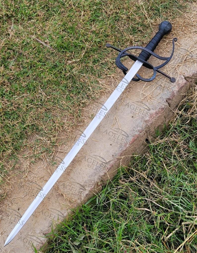 Handmade Medieval Rapier Sword With Leather Sheath | Viking Costume ...