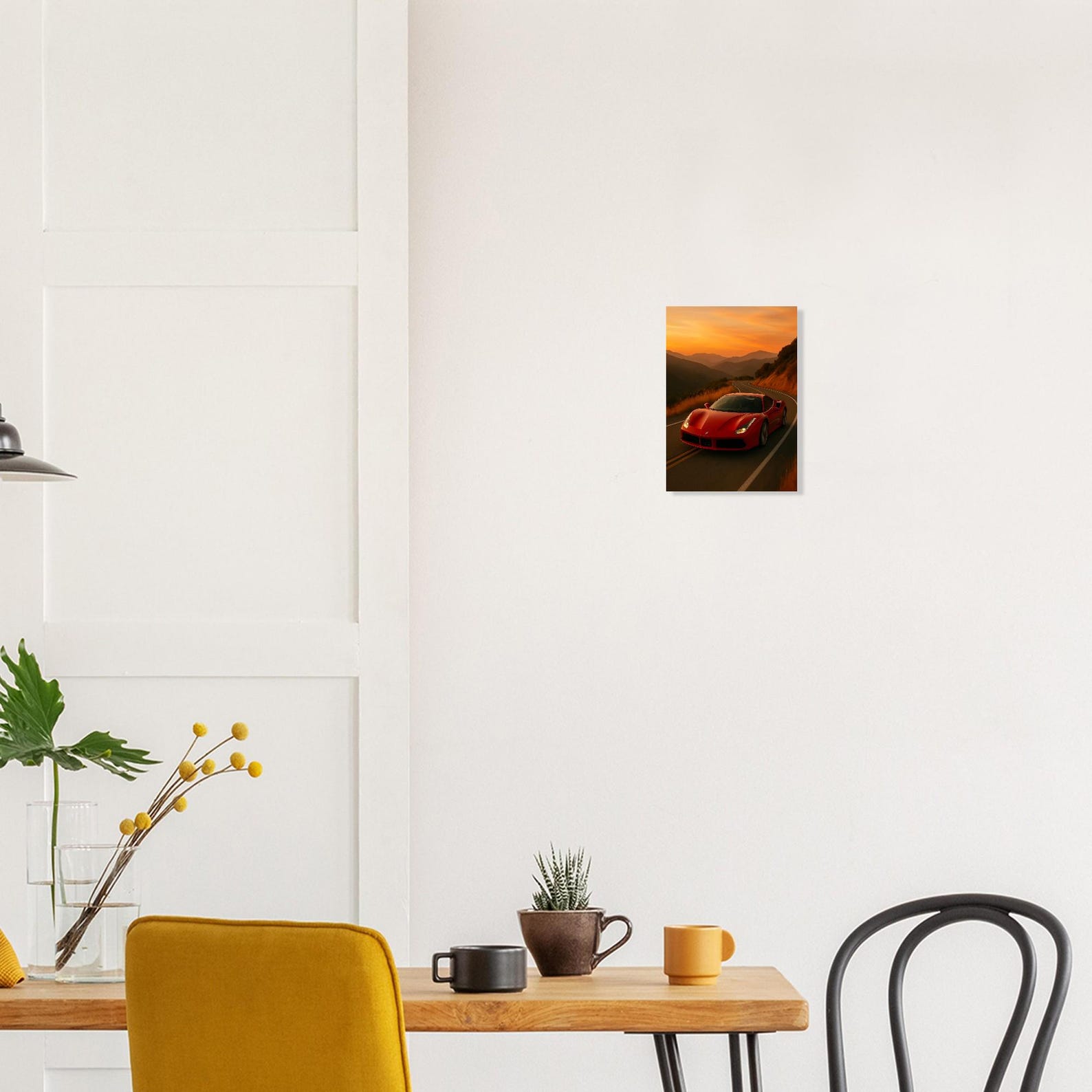 Ferrari Sunset Drive Poster – Red Supercar on Winding Mountain Road ...