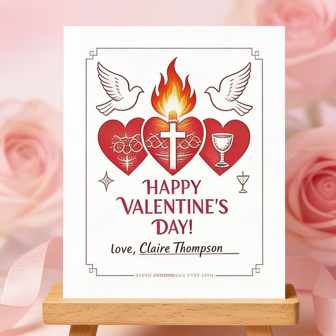 Catholic Valentine Cards, Holy Family Sacred Hearts,printable Catholic ...