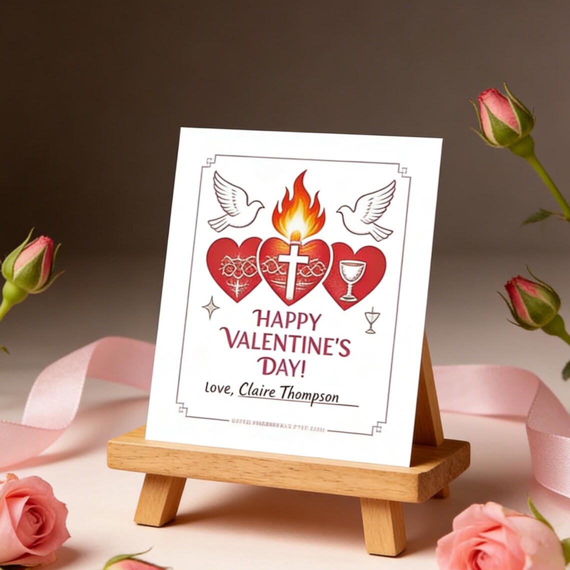 Catholic Valentine Cards, Holy Family Sacred Hearts,printable Catholic ...
