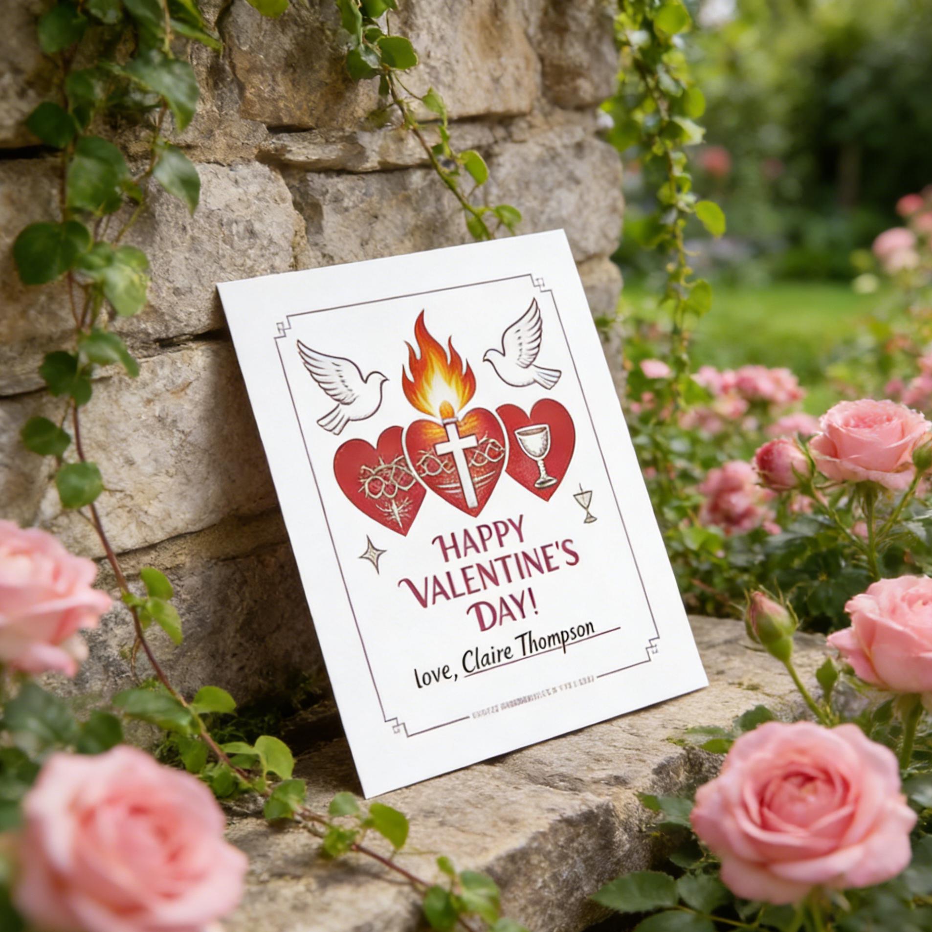 Catholic Valentine Cards, Holy Family Sacred Hearts,printable Catholic ...