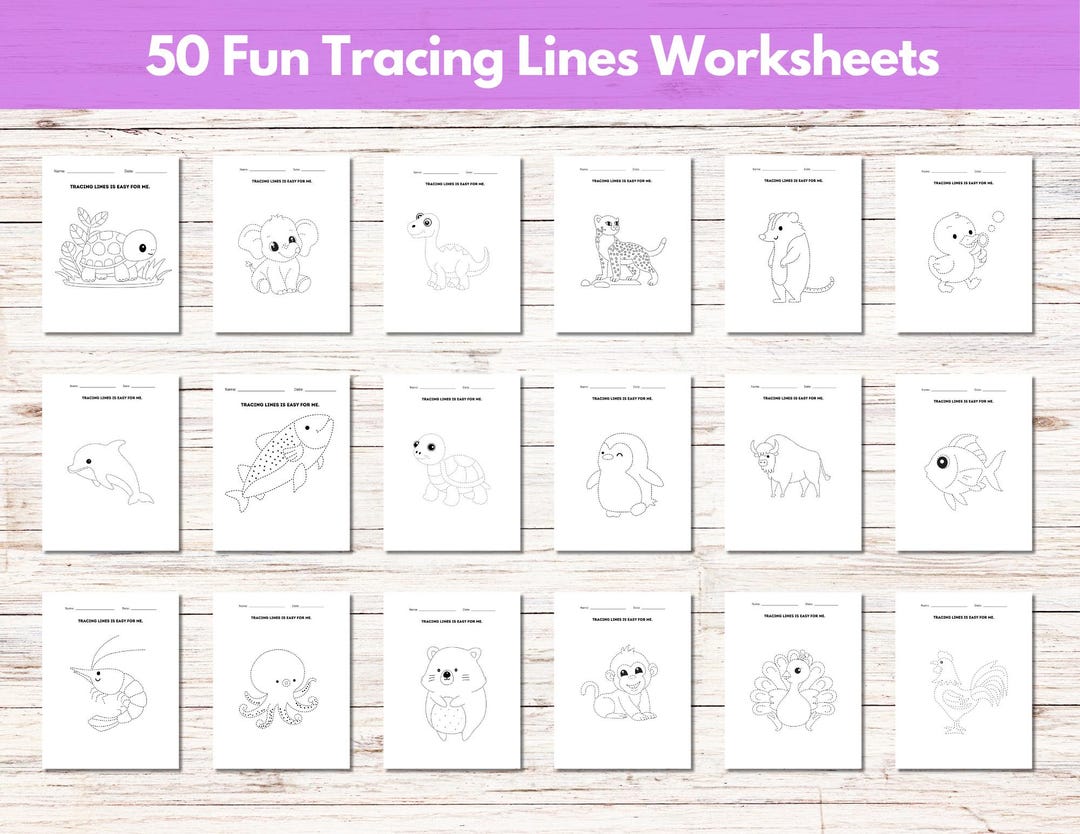 Tracing Lines Workbook, Fine Motor Skills Practice (PDF Download, 50 ...