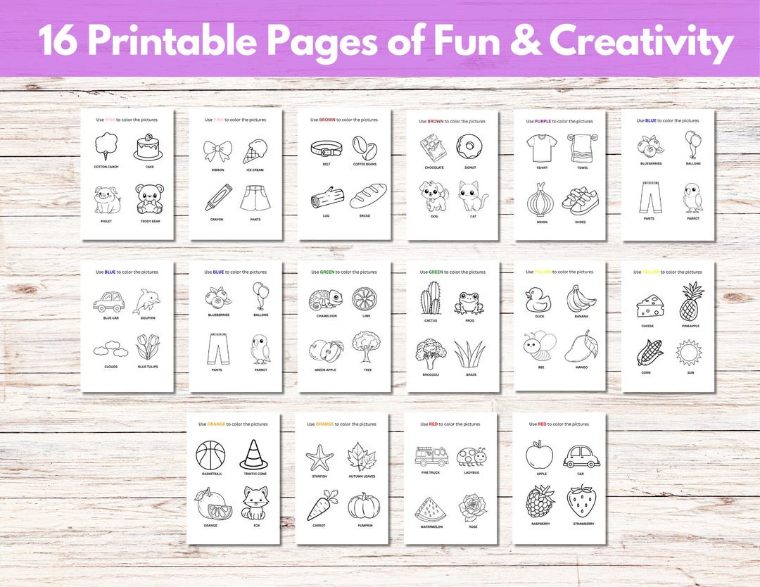 Toddler Coloring Pages, Learn Colors, Kids Activity Book (digital PDF ...