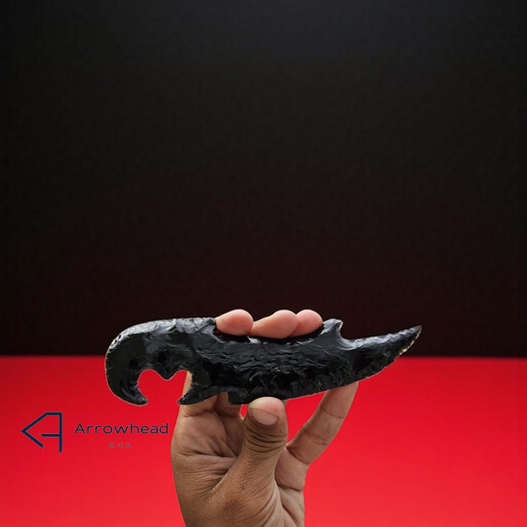 Lava Blade Hand Knapped Black Obsidian Arrowhead Knife: Crystal ...