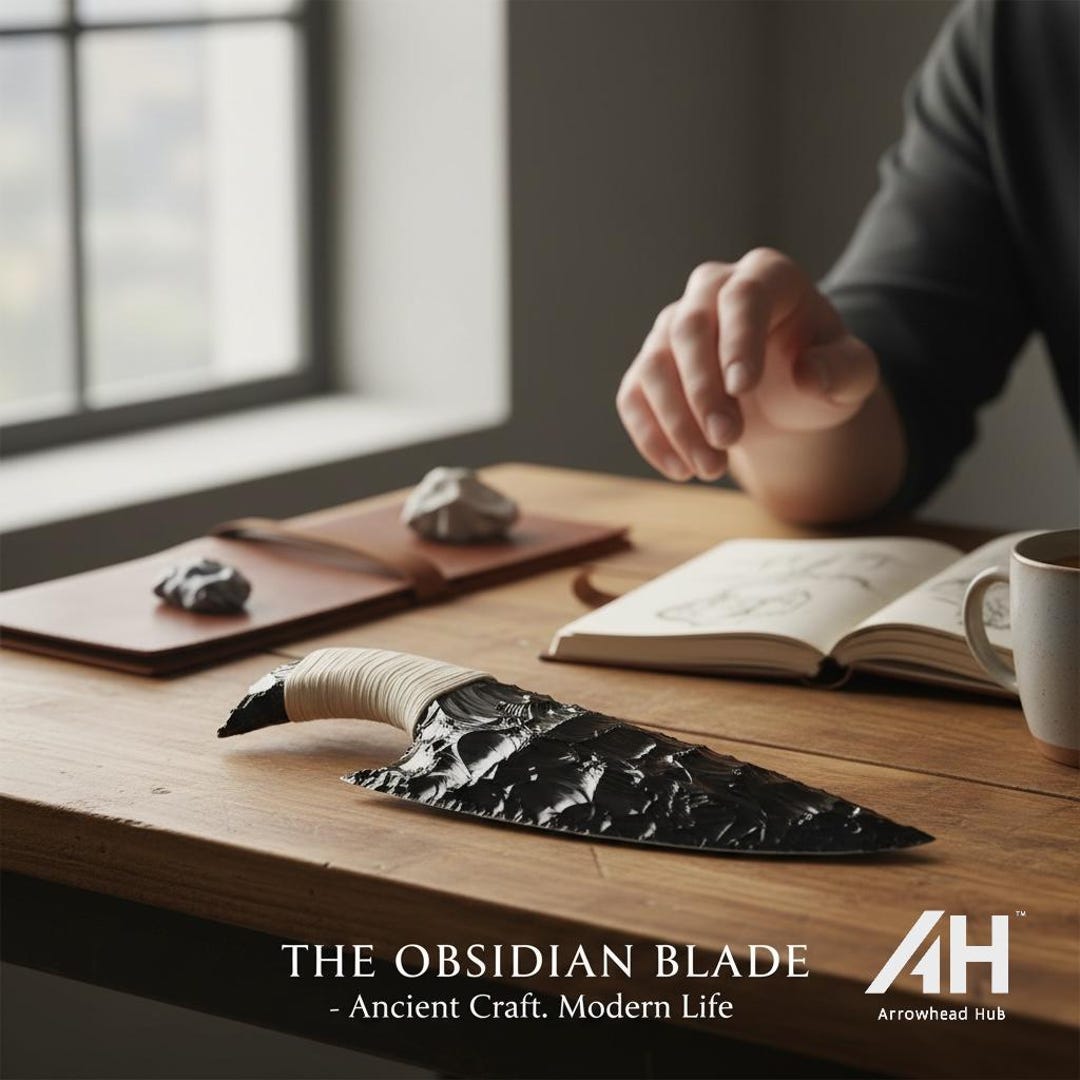 Lava Blade Hand Knapped Black Obsidian Arrowhead Knife: Handmade ...