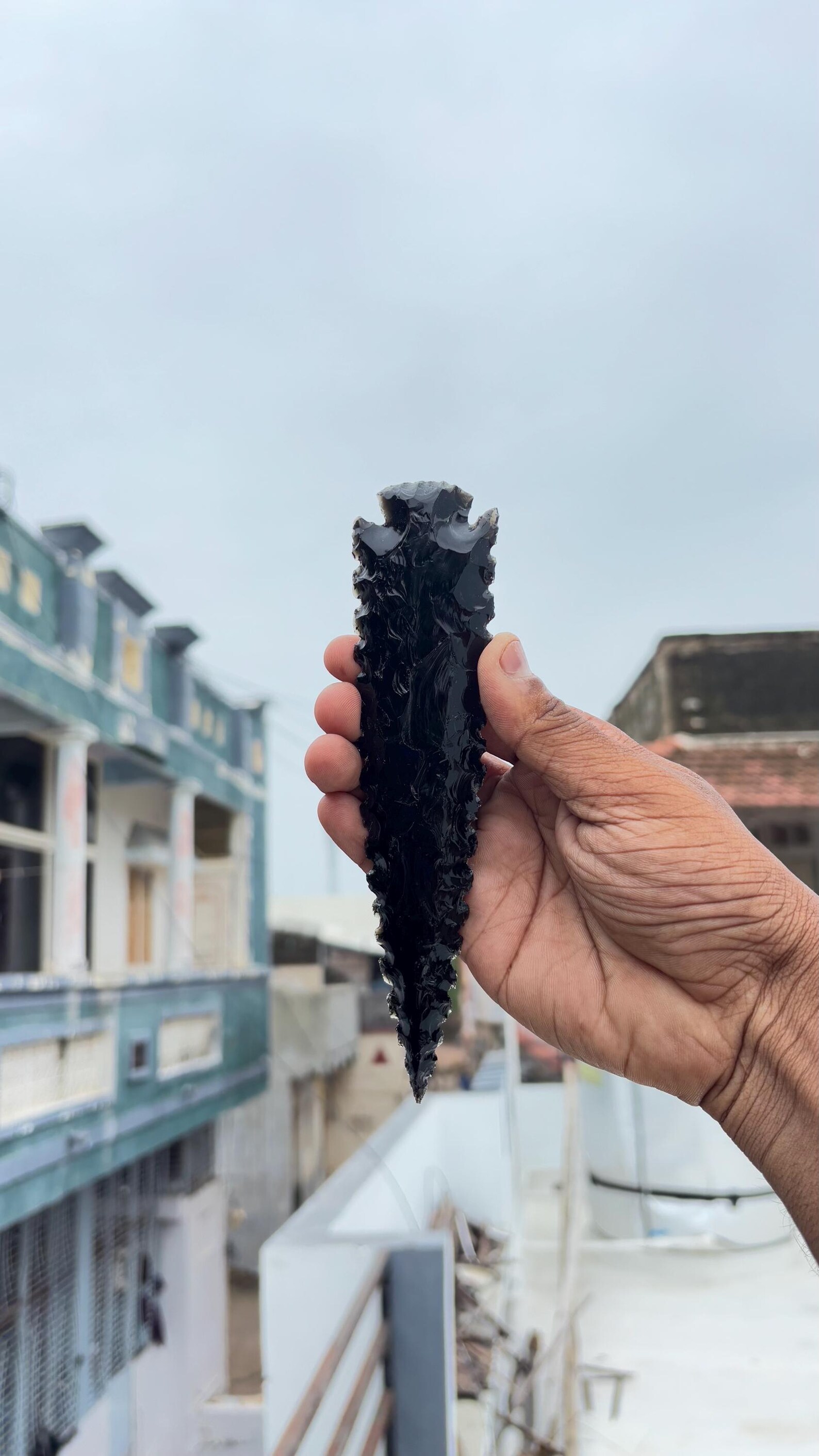 Lava Obsidian Hand Knapped Black Obsidian Arrowhead: Crystal Spearhead ...