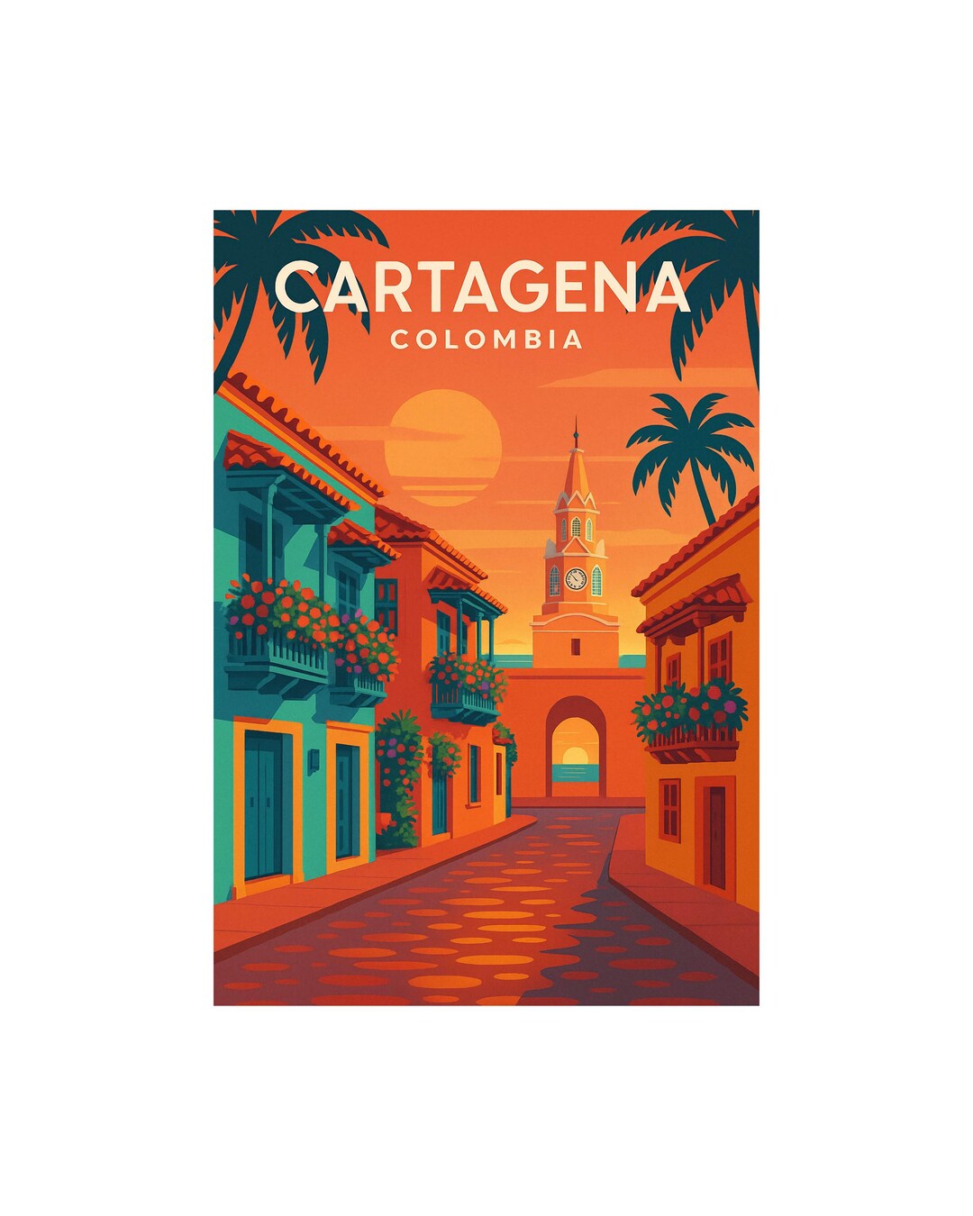 Vintage Cartagena Travel Poster: Colombia Art Print (digital Download ...