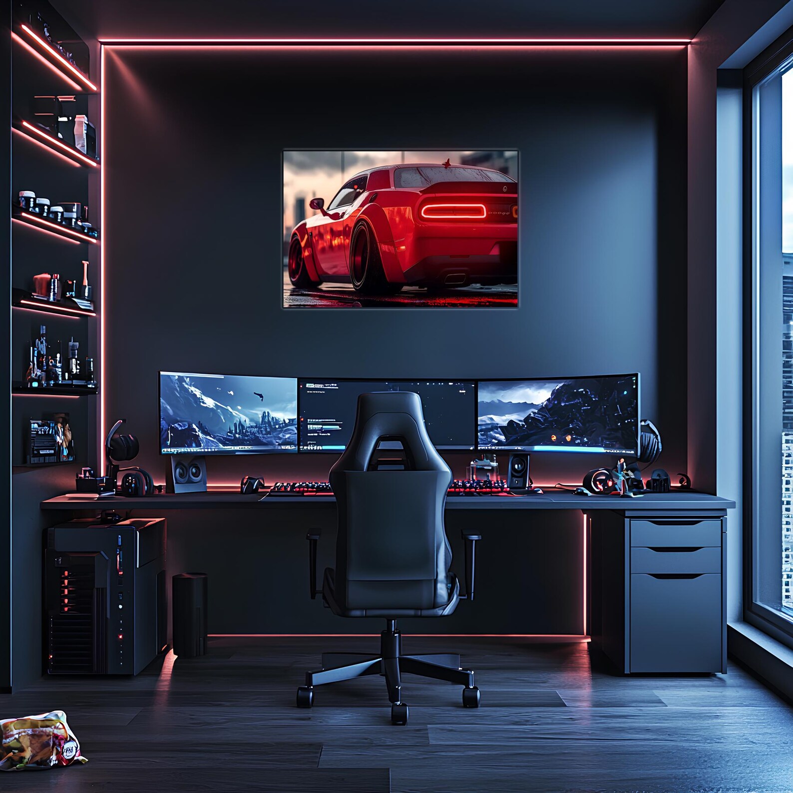 Automotive Poster With Neon Lights, Acrylic LED Wall Art, Custom ...
