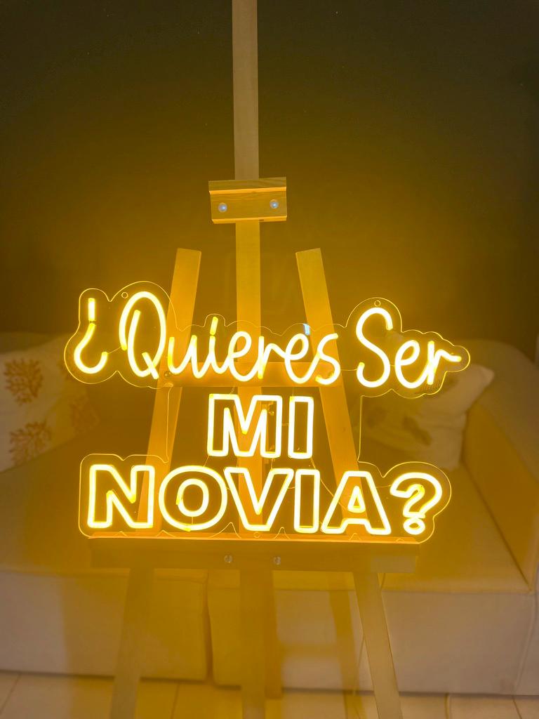 Quieres Ser Mi Novia Neon Sign: Spanish Proposal Decor, Yellow LED - Etsy