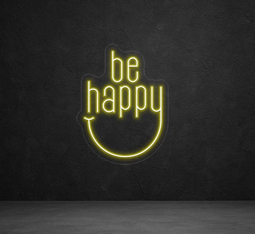 Be Happy Neon Sign | LED Neon Wall Art | Positive Quote Lighted Decor ...