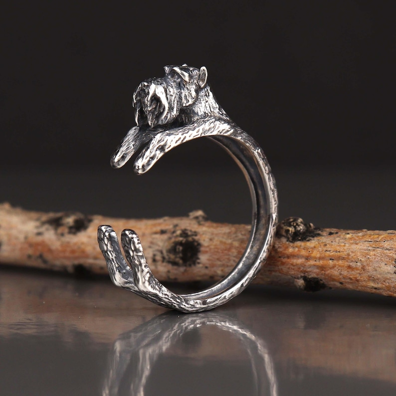 Schnauzer Ring Sterling Silver, Adjustable Dog Ring for Women & Men ...