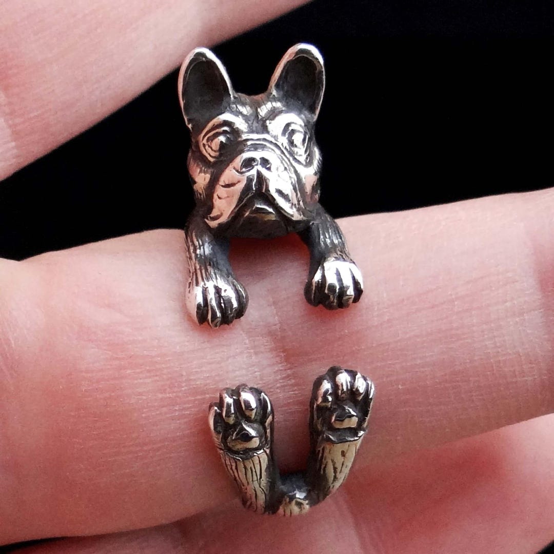 French Bulldog Hug Ring Sterling Silver Handmade Frenchie Dog ...