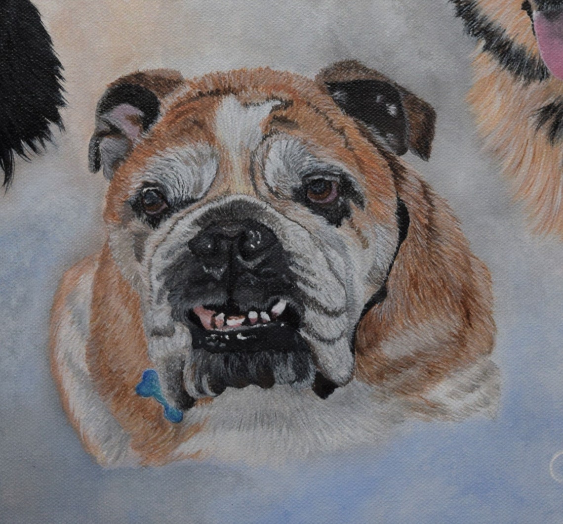 Custom Dog Painting: Three Dogs, Stretched Canvas, 16 X 20 Inches - Etsy
