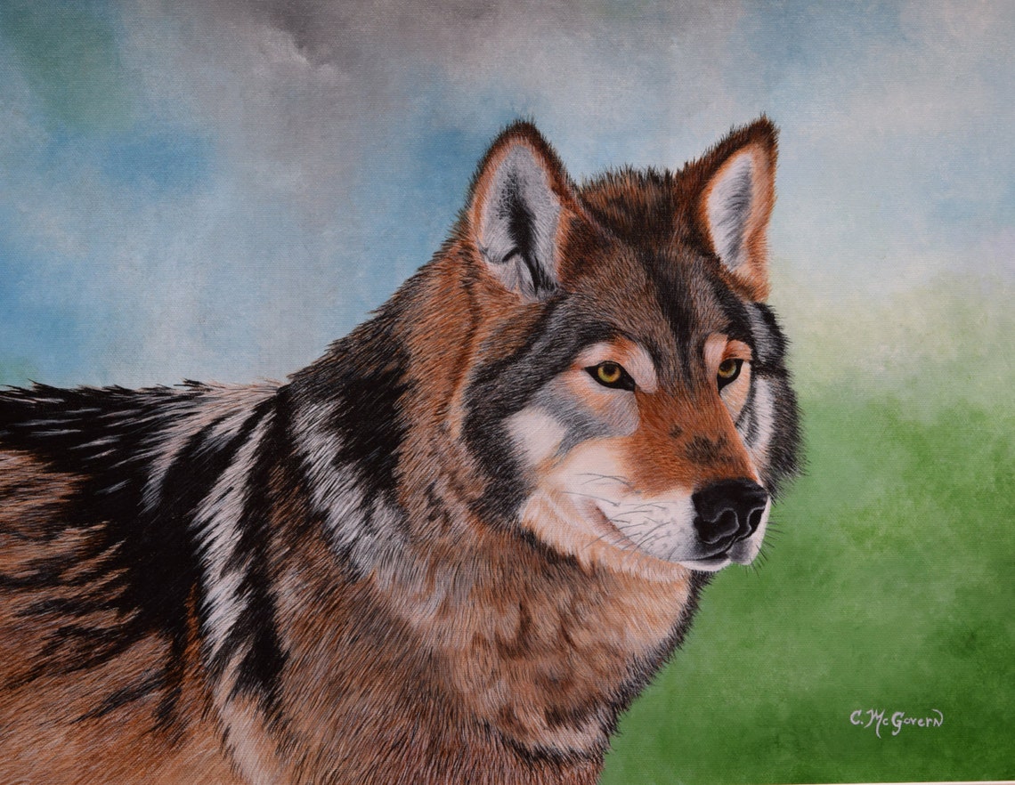 Wildlife Painting: the Timber Wolf Original Painting - Etsy