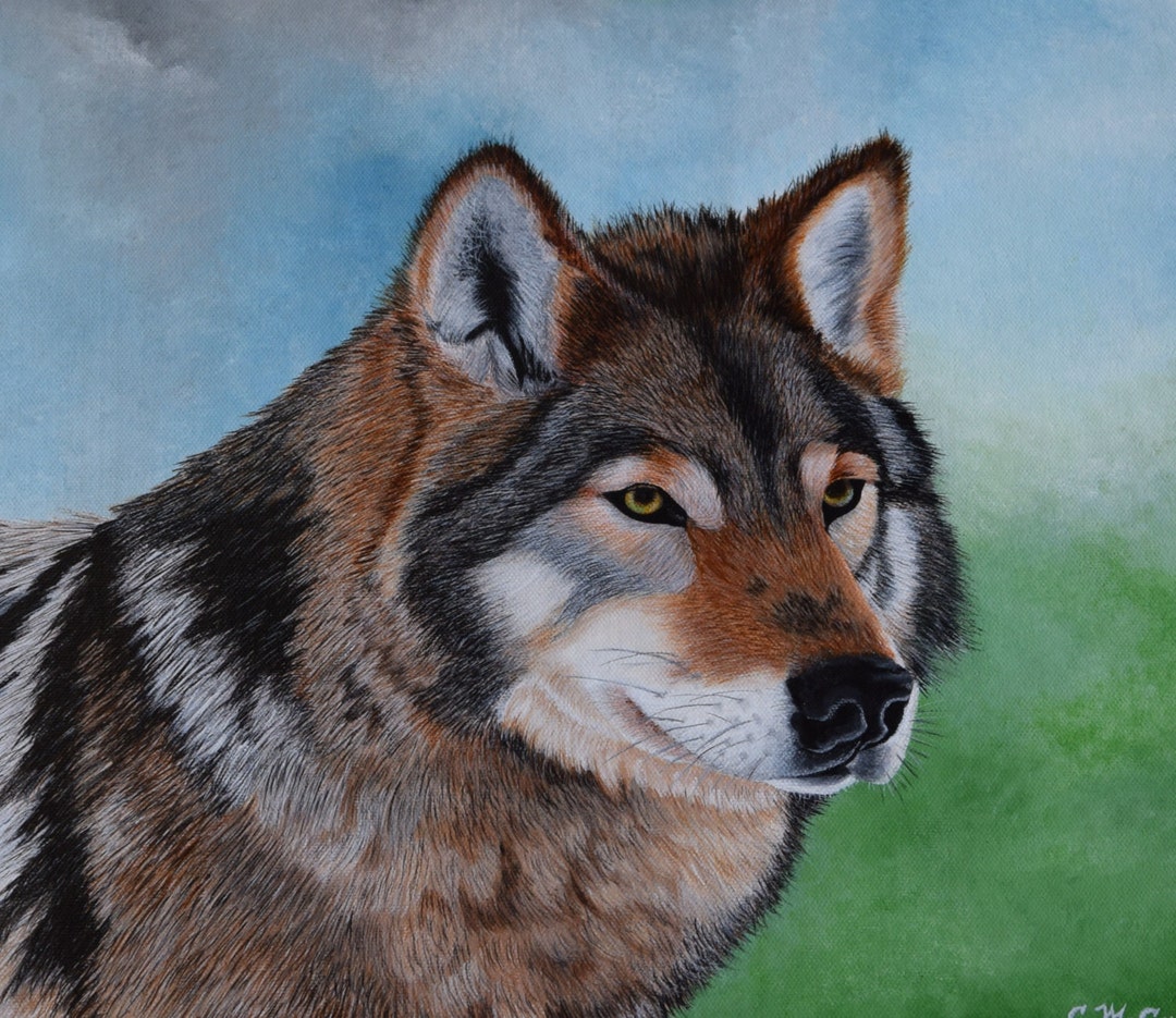 Wildlife Painting: the Timber Wolf - Original Painting, Nature ...