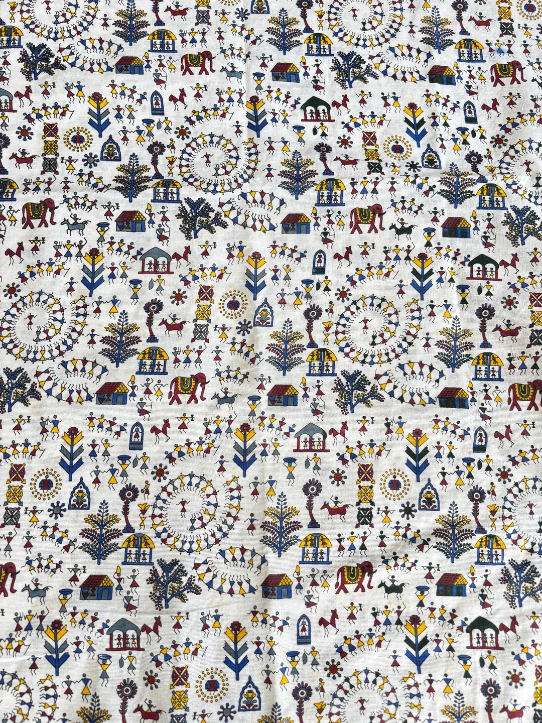 Warli Tribal Print Handblock Cotton Fabric | Ethnic Indian Boho Textile ...