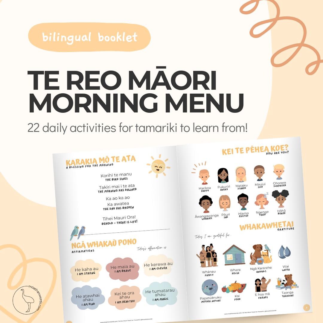 Te Reo Maori Morning Menu Bilingual Printable for Kids - Etsy