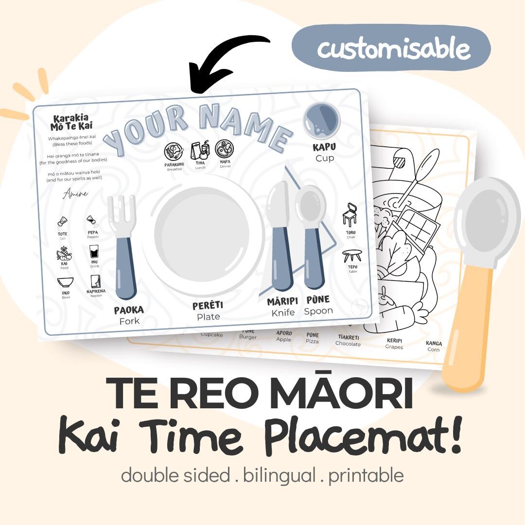 Personalised Te Reo Maori Kai Time Placemat for Kids - Etsy