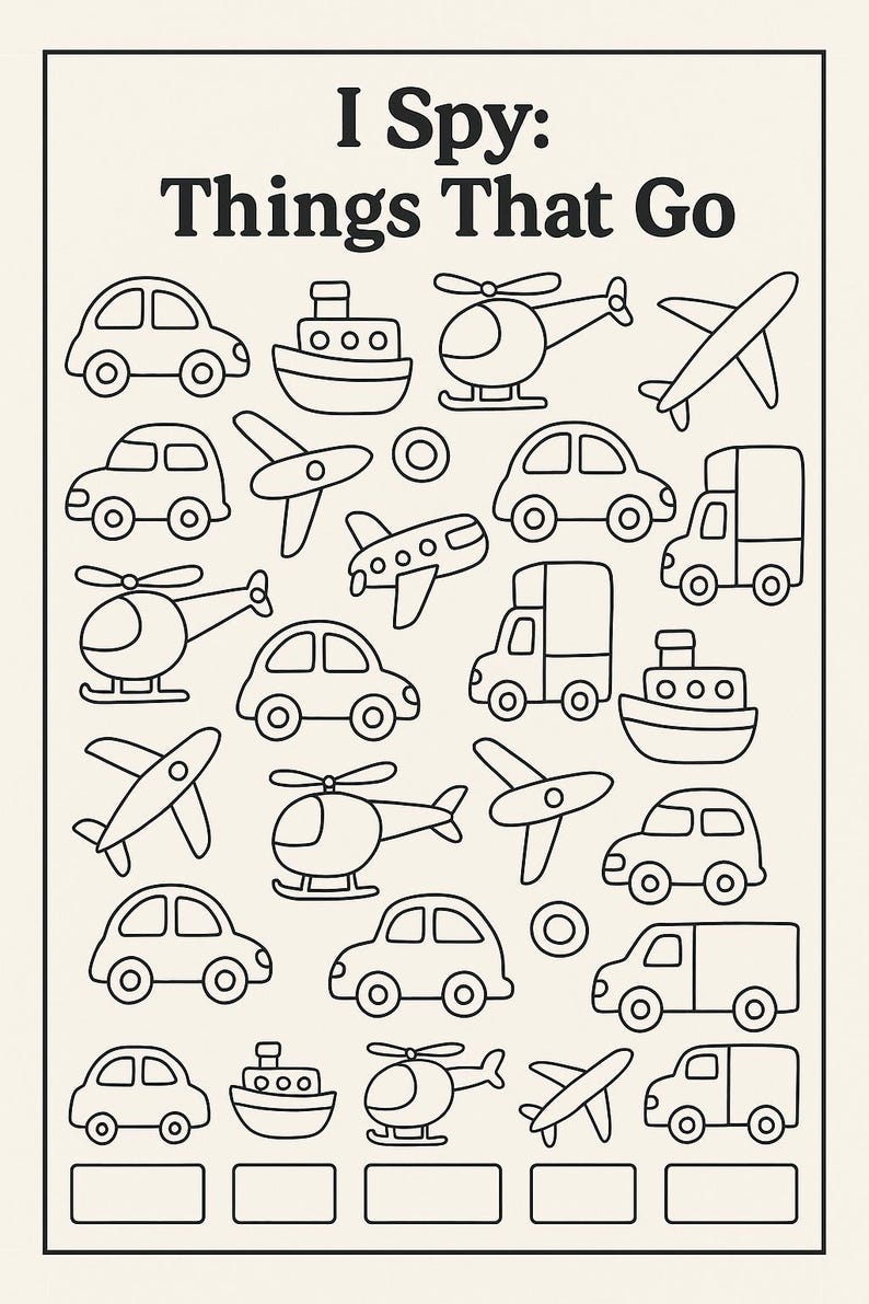 I Spy Things That Go - Etsy