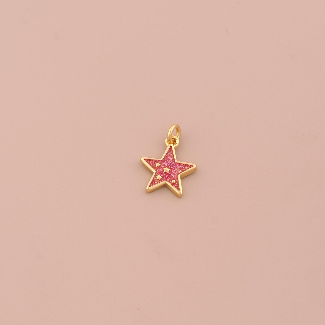 18K Gold Filled Star Charms,gold Enamel Starburst Pendant for DIY ...