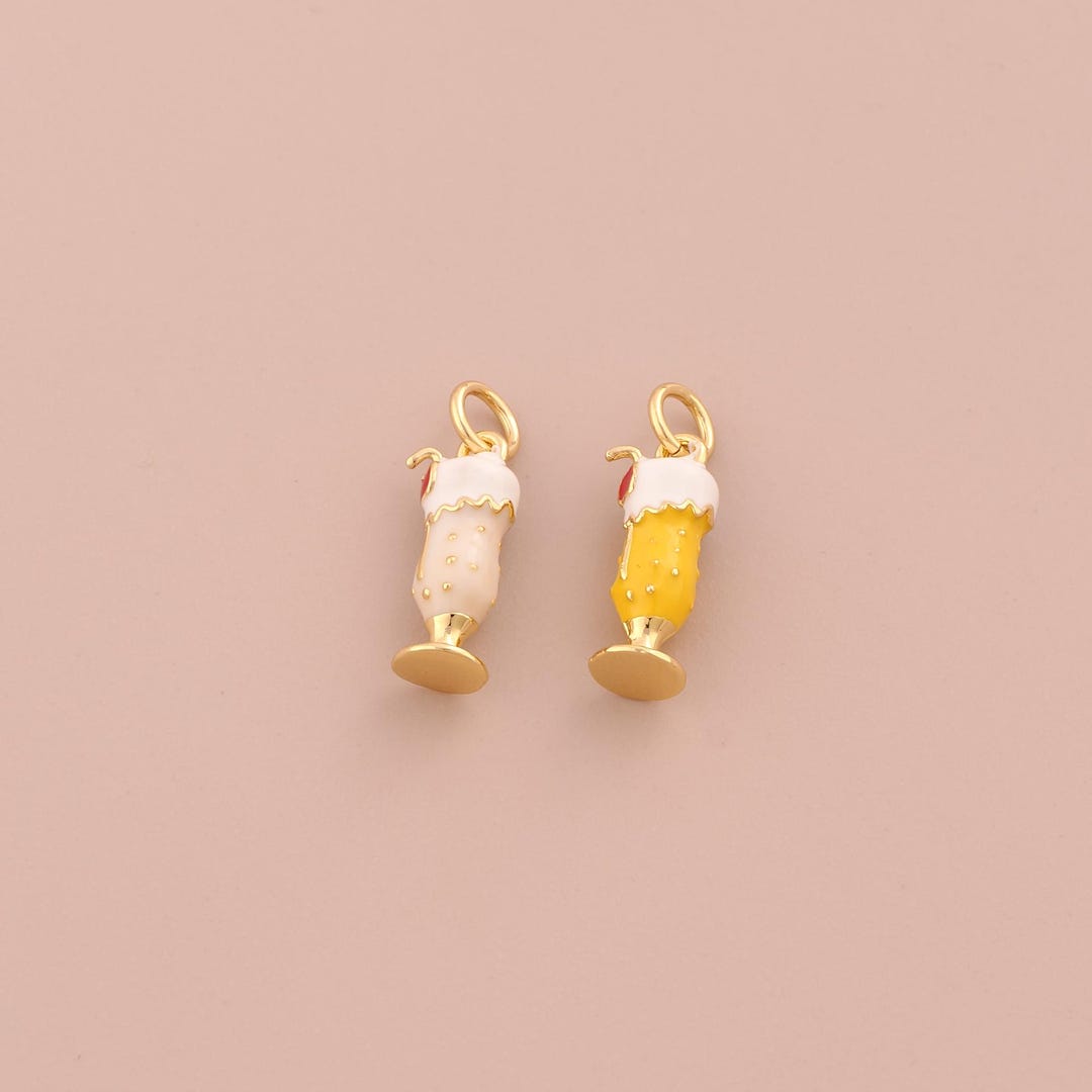 18K Gold Filled Goblet Charms,gold Enamel Wine Glass Pendant for DIY ...