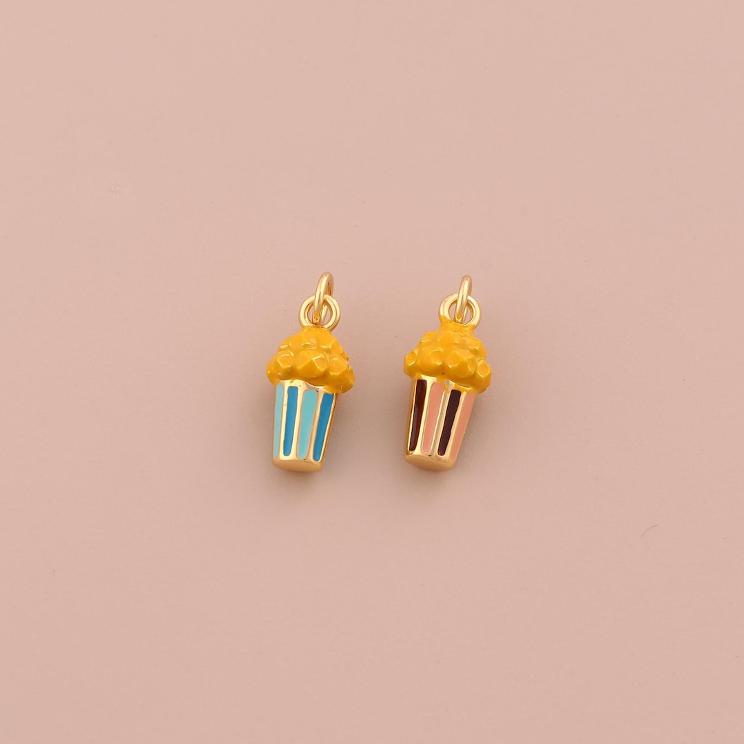 18K Gold Filled Popcorn Charms,gold Enamel Popcorn Pendant for DIY ...