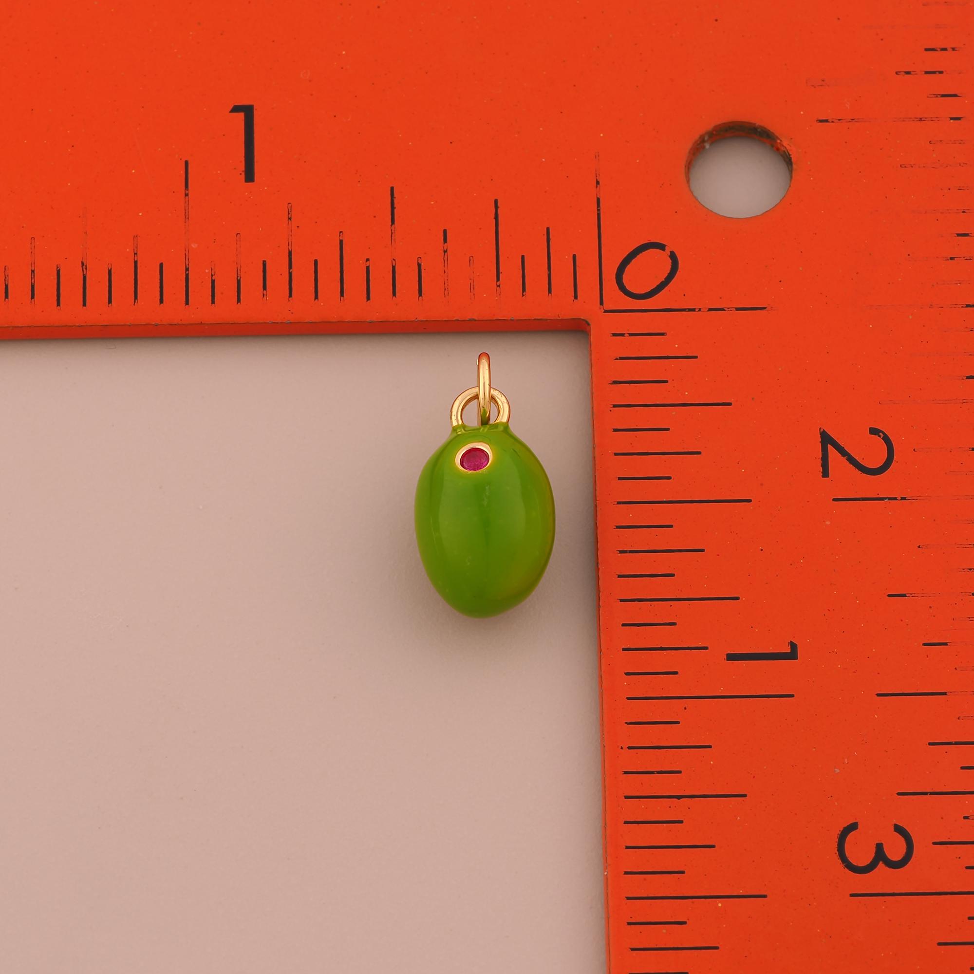 18K Gold Filled CZ Olive Charms,gold Enamel Olive Pendant for DIY ...