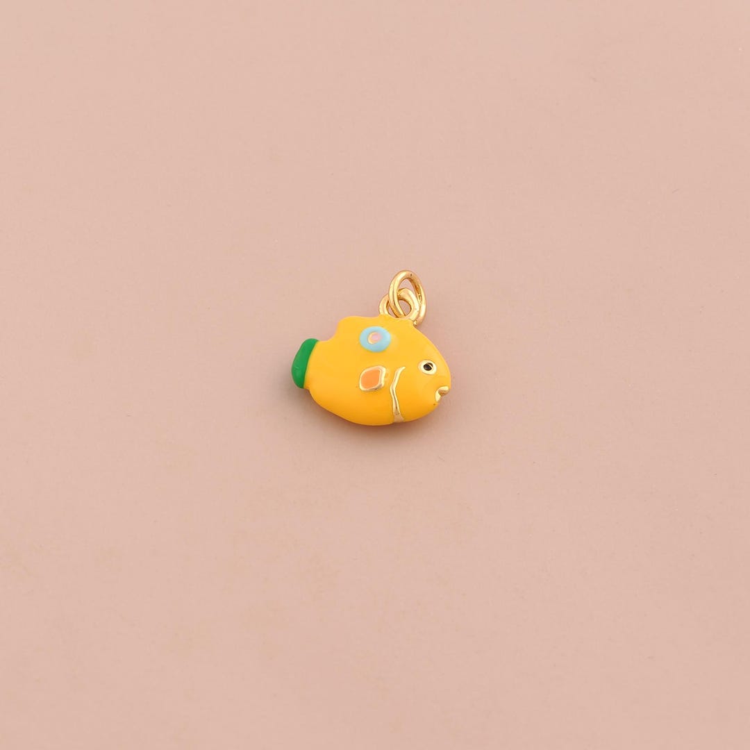 18K Gold Filled Fish Charms,gold Enamel Marine Life Pendant for DIY ...