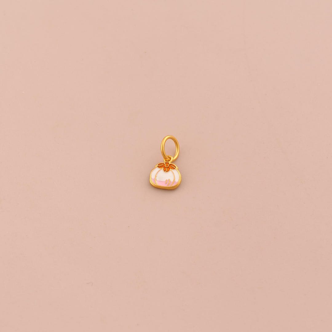 18K Gold Filled Peach Charms,gold Enamel Fruit Pendant for DIY Jewelry ...
