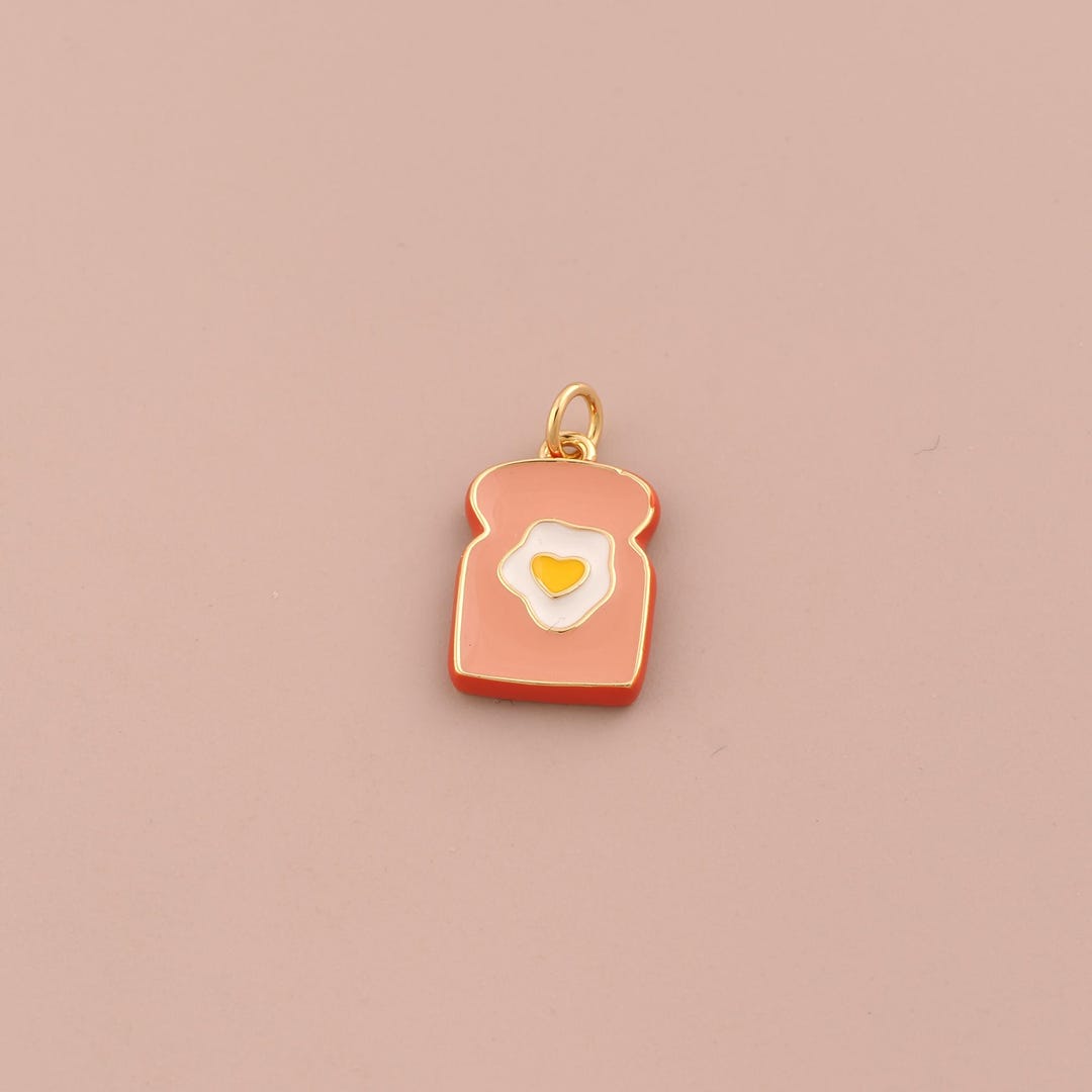 18K Gold Filled Bread Charms,gold Enamel Bread Pendant for DIY Jewelry ...