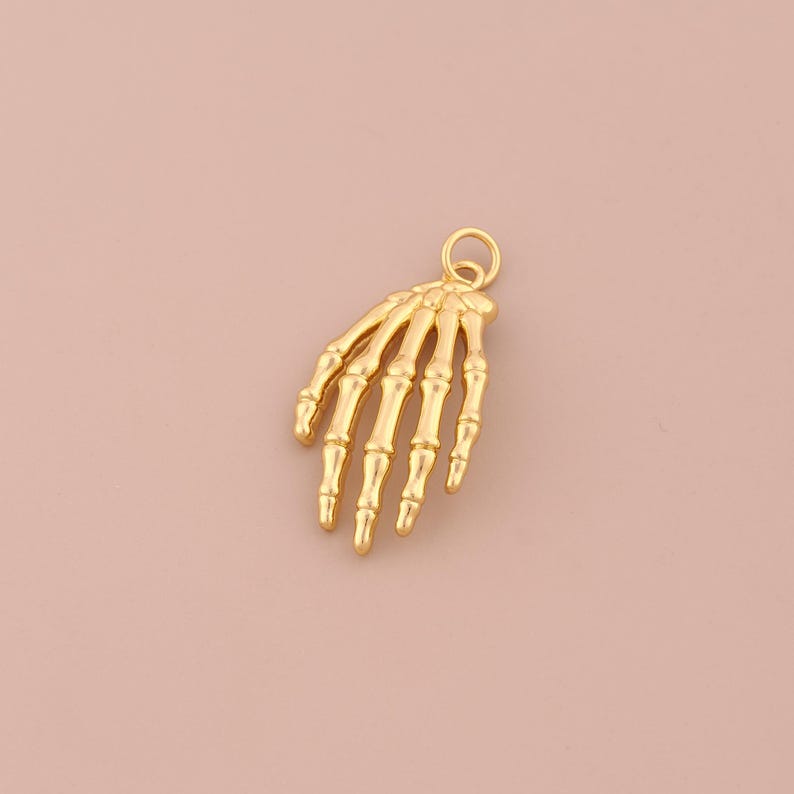 18K Gold Filled Hand Bone Charms,gold Skeleton Hand Pendant for DIY ...