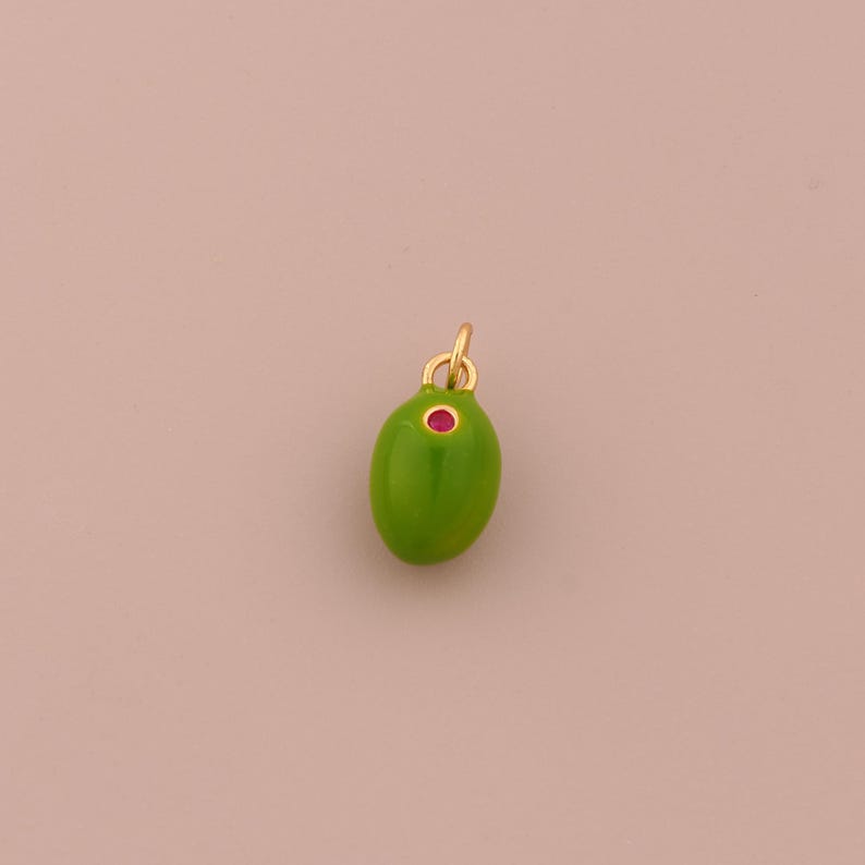 18K Gold Filled CZ Olive Charms,gold Enamel Olive Pendant for DIY ...