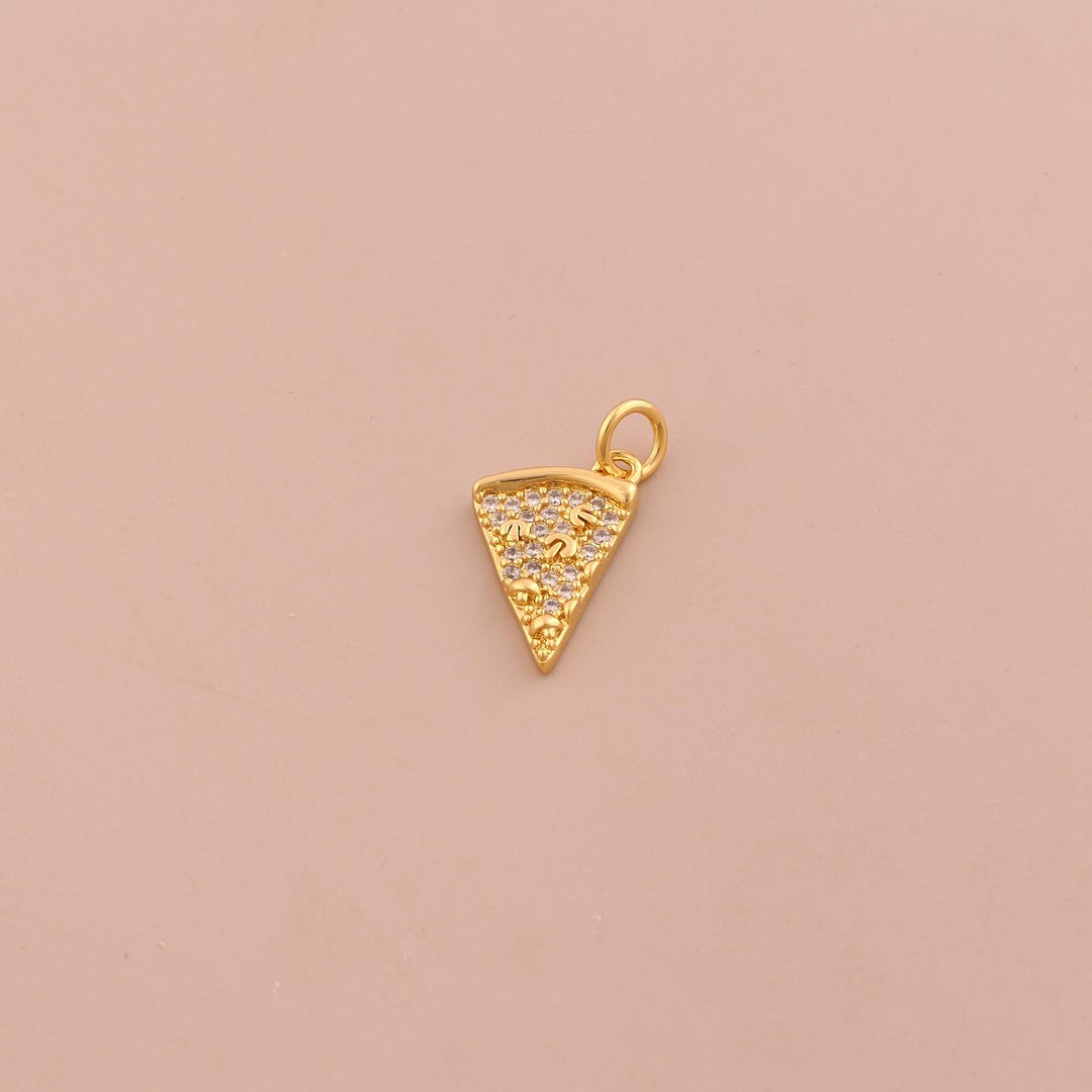 18K Gold Filled Pizza Charms,gold CZ Pizza Pendant for DIY Jewelry ...