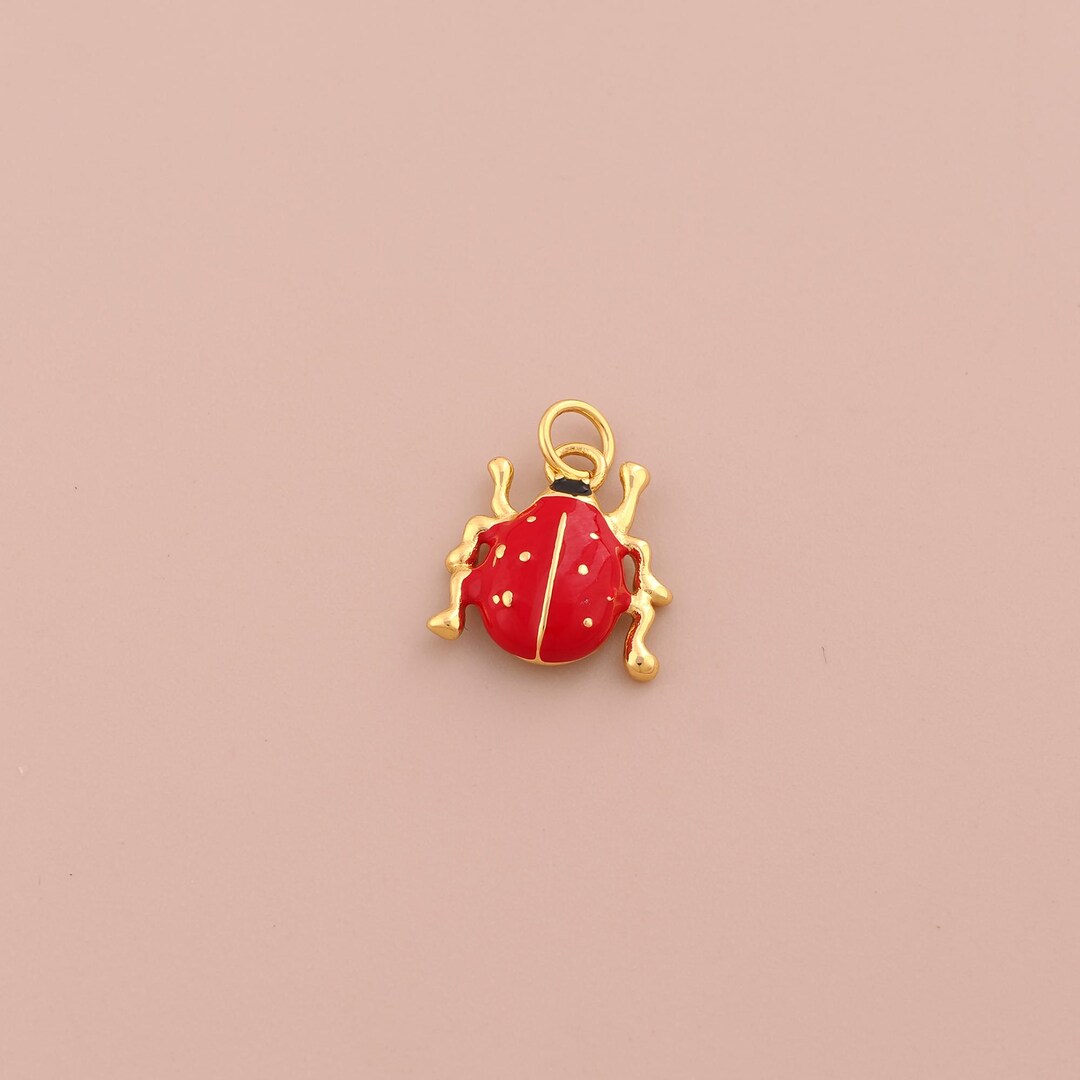 18K Gold Filled Ladybug Charms,gold Enamel Insect Pendant for DIY ...