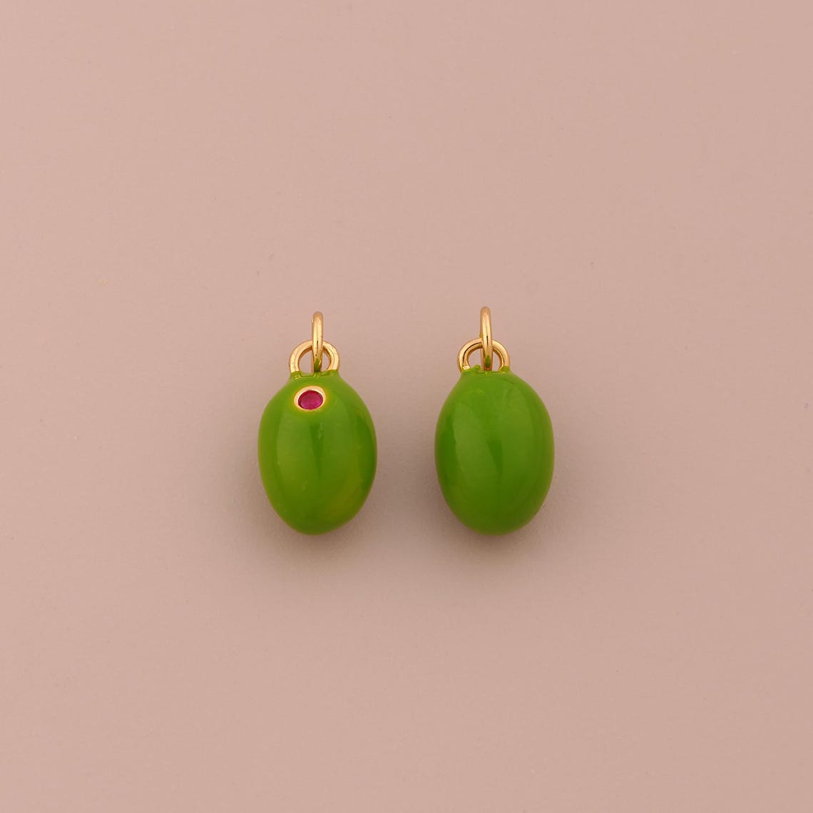 18K Gold Filled CZ Olive Charms,gold Enamel Olive Pendant for DIY ...
