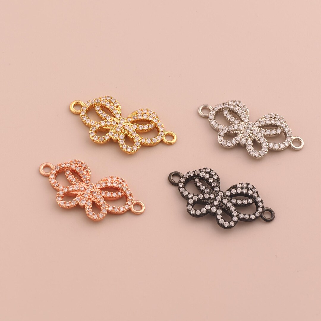 18K Gold Filled Butterfly Connector,gold CZ Insect Connector for DIY ...