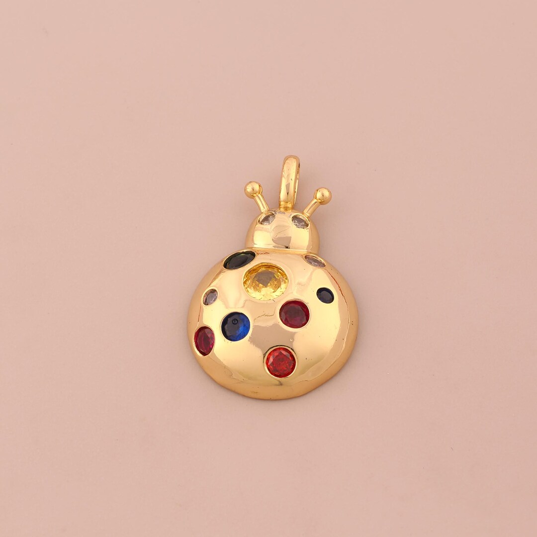 18K Gold Filled Ladybug Charms,gold CZ Insect Pendant for DIY Jewelry ...
